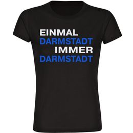 multifanshop Damen T-Shirt - Darmstadt - Einmal Immer - Druck blau - Frauen