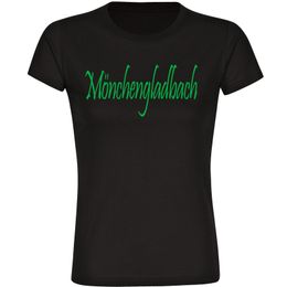 multifanshop Damen T-Shirt - M&ouml;nchengladbach - Schriftzug - Druck gr&uuml;n - Frauen