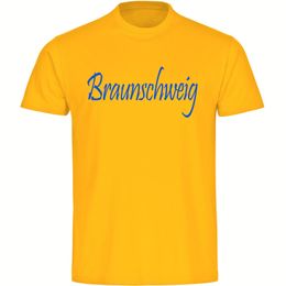 multifanshop Herren T-Shirt - Braunschweig - Schriftzug - Druck blau - M&auml;nner