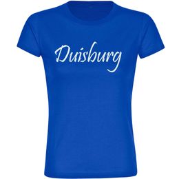 multifanshop Damen T-Shirt - Duisburg - Schriftzug - Druck wei&szlig; - Frauen