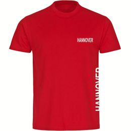 multifanshop Herren T-Shirt - Hannover - Brust & Seite - Druck wei&szlig; - M&auml;nner