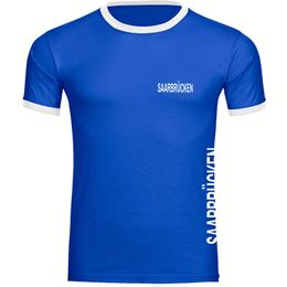 multifanshop Kontrast T-Shirt - Saarbr&uuml;cken - Brust & Seite - Druck wei&szlig; - M&auml;nner