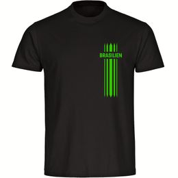 multifanshop Herren T-Shirt - Brasilien - Streifen - Druck gelb - M&auml;nner