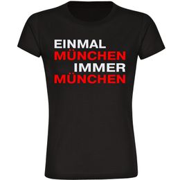 multifanshop Damen T-Shirt - M&uuml;nchen rot - Einmal Immer - Druck rot - Frauen