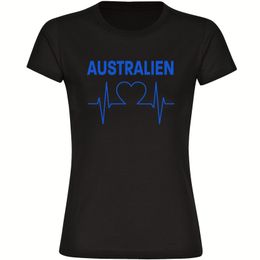 multifanshop Damen T-Shirt - Australien - Herzschlag - Druck blau - Frauen