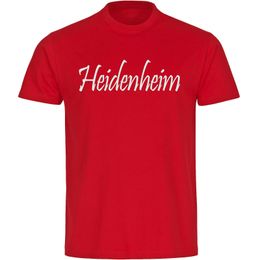 multifanshop Herren T-Shirt - Heidenheim - Schriftzug - Druck wei&szlig; - M&auml;nner