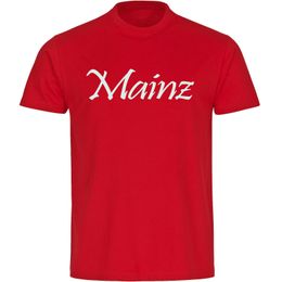 multifanshop Herren T-Shirt - Mainz - Schriftzug - Druck wei&szlig; - M&auml;nner