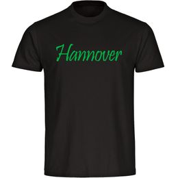 multifanshop Herren T-Shirt - Hannover - Schriftzug - Druck gr&uuml;n - M&auml;nner