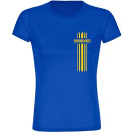 multifanshop Damen T-Shirt - Braunschweig - Streifen - Druck gelb - Frauen