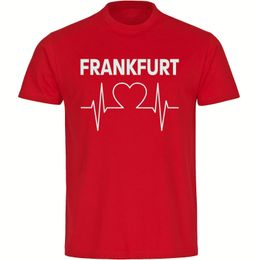 multifanshop Herren T-Shirt - Frankfurt - Herzschlag - Druck wei&szlig; - M&auml;nner