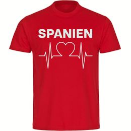 multifanshop Herren T-Shirt - Spanien - Herzschlag - Druck wei&szlig; - M&auml;nner