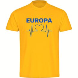 multifanshop Herren T-Shirt - Europa - Herzschlag - Druck blau - M&auml;nner