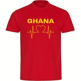 multifanshop Herren T-Shirt - Ghana - Herzschlag - Druck gelb - M&auml;nner