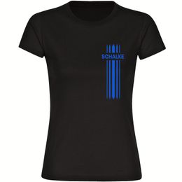 multifanshop Damen T-Shirt - Schalke - Streifen - Druck blau - Frauen