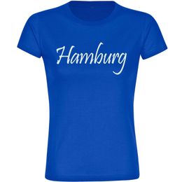 multifanshop Damen T-Shirt - Hamburg - Schriftzug - Druck wei&szlig; - Frauen