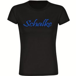 multifanshop Damen T-Shirt - Schalke - Schriftzug - Druck blau - Frauen