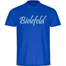 multifanshop Herren T-Shirt - Bielefeld - Schriftzug - Druck wei&szlig; - M&auml;nner