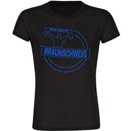 multifanshop Damen T-Shirt - Braunschweig - Meine Fankurve - Druck blau - Frauen