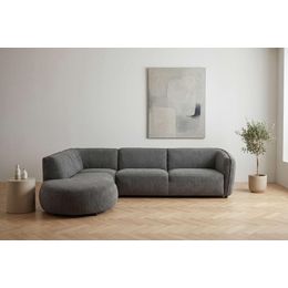 Ecksofa Home Affaire "OSTRUP Rundsofa, L-Form, Naturt&ouml;ne, Boucle oder Chenille", graphite, B:273cm H:73cm T:250cm, 100% Polyester, Sofas, Ecksofa, Breite 273 cm, organische Form mit sanften Rundungen