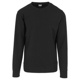 Rundhalspullover Urban Classics "Urban Classics Herren Diamond Quilt Crewneck", Herren, Gr. M, schwarz, 100% Polyester, unifarben, normal, Rundhals, Pullover Rundhalspullover