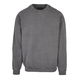 Rundhalspullover Urban Classics "Urban Classics Herren Heavy Terry Garment Dye Crew", Herren, Gr. L, schwarzshadow, 100% Baumwolle, unifarben, oversize, Rundhals, Pullover Rundhalspullover