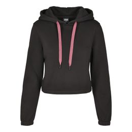 Rundhalspullover Urban Classics "Urban Classics Damen Ladies Contrast Drawstring Hoody", Damen, Gr. L, schwarz, 65% Baumwolle, 35% Polyester, unifarben, normal, ohne Ausschnitt, Pullover Rundhalspullover