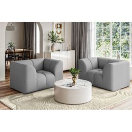 Sessel OTTO HOME "TUURE Verl&auml;ssliche Qualit&auml;t, moderne Steppung, Breite 134cm", grau, B:134cm H:81cm T:94cm, 100% Polyester, Sessel, Sessel, Bubble Optik, hoher Sitzkomfort, Wellenunterfederung