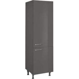 Hochschrank Nobilia "Flash", Ausrichtung w&auml;hlbar, mit zwei T&uuml;ren, vormontiert", grau (front: lacklaminat schiefergrau hochglanz, korpus: schiefergrau), B:60cm H:216,6cm T:58,3cm, Schr&auml;nke, Hochschrank, Breite/H&ouml;he: 60/216,6 cm