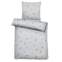 Bettw&auml;sche Apelt "Lola", grau, B/L: 135cm x 200cm, 1 Stk., 1 Stk., Satin (Bio-Baumwolle), B/L: 80cm x 80cm, Satin (Bio-Baumwolle), Obermaterial: 100% Baumwolle, Bettw&auml;sche, Bettw&auml;sche, Papageienmotiv