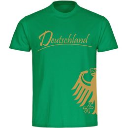 multifanshop Herren T-Shirt - Deutschland - Adler seitlich Gold - Druck gold metallic - M&auml;nner