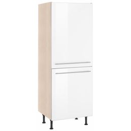 Hochschrank Optifit "Bern", wei&szlig; (wei&szlig; hochglanz, akaziefarben), B:60cm H:176,6cm T:58,4cm, Schr&auml;nke, Hochschrank, 60 cm breit, 176 cm hoch, mit h&ouml;henverstellbaren Stellf&uuml;&szlig;en