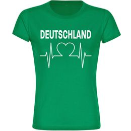 multifanshop Damen T-Shirt - Deutschland - Herzschlag - Druck wei&szlig; - Frauen