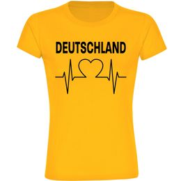 multifanshop Damen T-Shirt - Deutschland - Herzschlag - Druck schwarz - Frauen