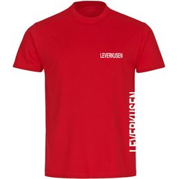 multifanshop Herren T-Shirt - Leverkusen - Brust & Seite - Druck wei&szlig; - M&auml;nner