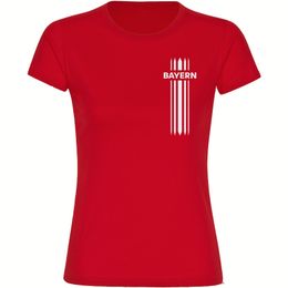 multifanshop Damen T-Shirt - Bayern - Streifen - Druck wei&szlig; - Frauen