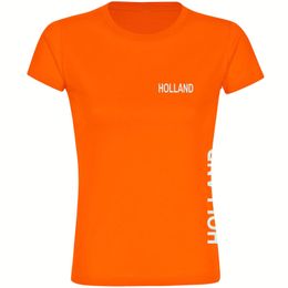 multifanshop Damen T-Shirt - Holland - Brust & Seite - Druck wei&szlig; - Frauen