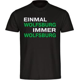 multifanshop Herren T-Shirt - Wolfsburg - Einmal Immer - Druck gr&uuml;n - M&auml;nner