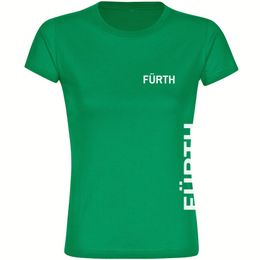 multifanshop Damen T-Shirt - F&uuml;rth - Brust & Seite - Druck wei&szlig; - Frauen