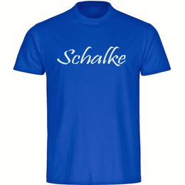 multifanshop Herren T-Shirt - Schalke - Schriftzug - Druck wei&szlig; - M&auml;nner
