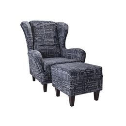 Supellex Sofia Ohrensessel mit Hocker Carpe Diem Anthrazit Kolonial Design ?