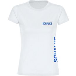 multifanshop Damen T-Shirt - Schalke - Brust & Seite - Druck blau - Frauen