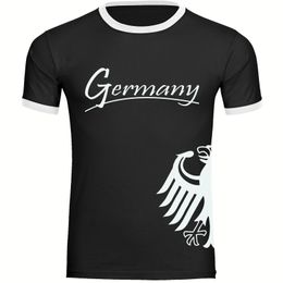 multifanshop Kontrast T-Shirt - Germany - Adler seitlich - Druck wei&szlig; - M&auml;nner