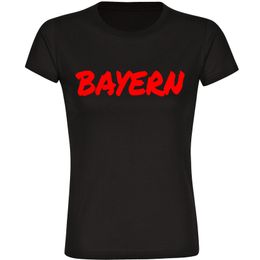 multifanshop Damen T-Shirt - Bayern - Textmarker - Druck rot - Frauen