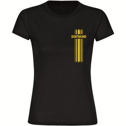 multifanshop Damen T-Shirt - Dortmund - Streifen - Druck gelb - Frauen