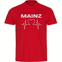 multifanshop Herren T-Shirt - Mainz - Herzschlag - Druck wei&szlig; - M&auml;nner