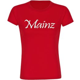 multifanshop Damen T-Shirt - Mainz - Schriftzug - Druck wei&szlig; - Frauen