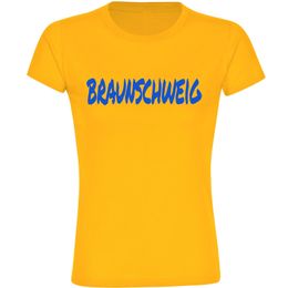 multifanshop Damen T-Shirt - Braunschweig - Textmarker - Druck blau - Frauen