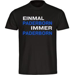 multifanshop Herren T-Shirt - Paderborn - Einmal Immer - Druck blau - M&auml;nner