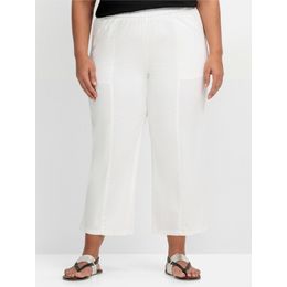 Schlupfhose sheego, Damen, Gr. 44, Normalgr&ouml;&szlig;en, wei&szlig;, 98% Baumwolle, 2% Elasthan, unifarben, Hosen Schlupfhose