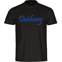 multifanshop Herren T-Shirt - Duisburg - Schriftzug - Druck blau - M&auml;nner